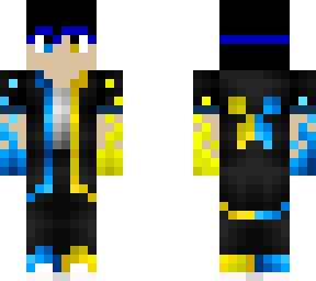 Blue + Yellow Fire Gamer | Minecraft Skin