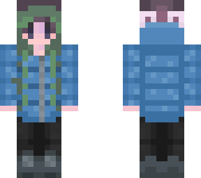 Green Hair blue puffer jacket :3 | Minecraft Skin