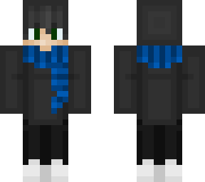 Emo Black Hoodie w/ Blue Scarf Boy | Minecraft Skin
