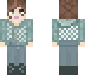 flannel hoodie girl - with hair bun | Minecraft Skin