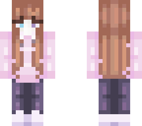 Brown Hair girl with big eyelash | Minecraft Skin