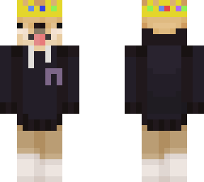 Doge with technoblades crown and cancer ribbon | Minecraft Skin