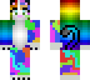 Rainbow kitty w green eyes, credited to rainbow robot kitty creator ...