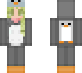 Lime Hair wearing Penguin Onesie | Minecraft Skin