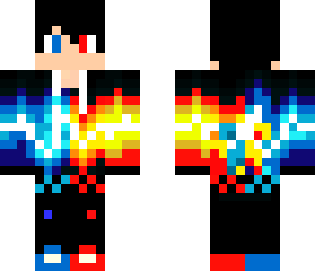 Fire And Water Gamer Updated | Minecraft Skin