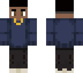 woosh, brown man blue jumper | Minecraft Skin