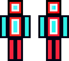 Red white and cyan eyeball 2d thing | Minecraft Skin