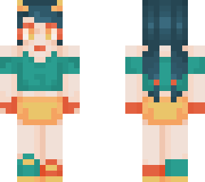 Teal and Yellow Demon Girl | Minecraft Skin