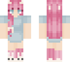 Pink Hair Girl w/ Bunny Slippers | Minecraft Skin