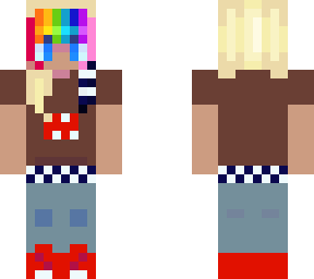 rainbow haired domo girl | Minecraft Skin