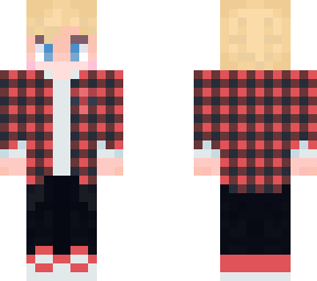 a boy with a black and red checkered shirt | Minecraft Skin
