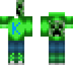 (For killianthegreen) Creeper-themed outfit with K | Minecraft Skin