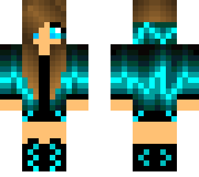 Blue Gamer Girl Brown Hair (190) | Minecraft Skin