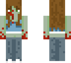 Zombie skater girl w brown hair & green eyes (blood) | Minecraft Skin