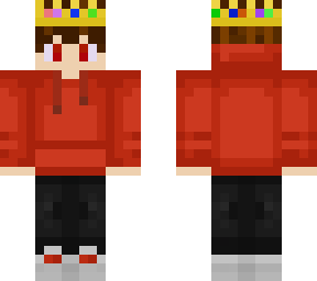 Red Hoodie Character With Crown (FIXED AGAIN X2) | Minecraft Skin