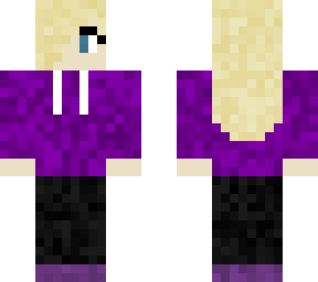 Blond Girl in dark purple hoodie with side-part | Minecraft Skin
