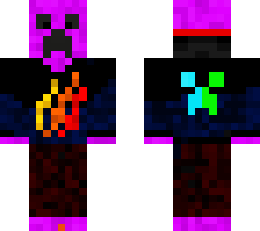 Pink Creeper with creeper logo on back | Minecraft Skin