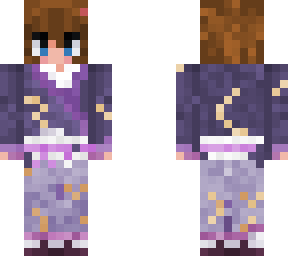 Brown Haired Purple Kimono | Minecraft Skin