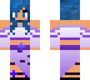 goddess Aphmau with purple ombre outfit and blue hair | Minecraft Skin