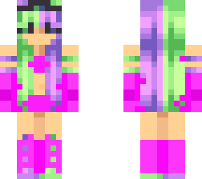 green and purple hair girl (base skin from cerealgatas) | Minecraft Skin