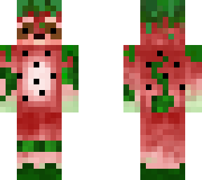 Watermelon Raccoon SLIM (knee pads & tail version) | Minecraft Skin
