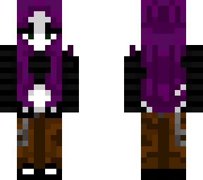 purple hair and brown cargos | Minecraft Skin