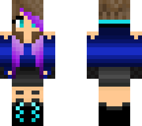 Dyed Purple Hair With Blue Sweater Hoodie | Minecraft Skin