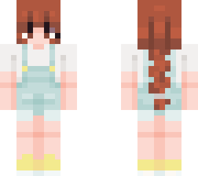 Cute Girl With Braid Down The Back And Overalls | Minecraft Skin