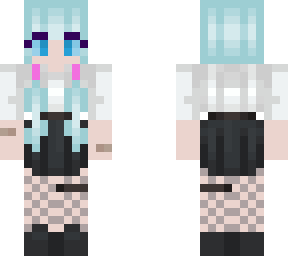 black skirt and shirt on girl | Minecraft Skin