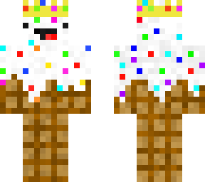 Ice cream skeppy with crown | Minecraft Skin