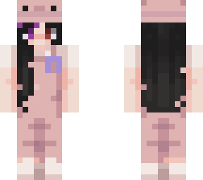 Pink Axolotl Skin Girl with Cancer Ribbon | Minecraft Skin