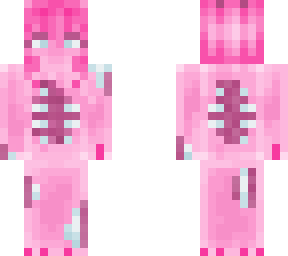 Pink slime girl with skeleton and guts showing | Minecraft Skin