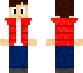 Guy wearing a red puffer vest | Minecraft Skin
