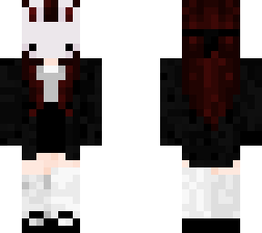 Red & Black Bunny Mask Girl | Minecraft Skin