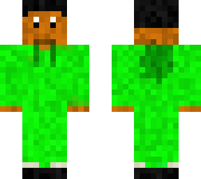 Black kid with green outfit and ugg sliipers | Minecraft Skin