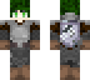 Green Haired Knight, Shield Back | Minecraft Skin