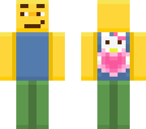 cutie roblox noob with bow and man face | Minecraft Skin