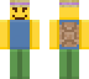 rawr roblox noob with chill face and straw hat and shell | Minecraft Skin