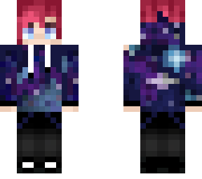 Galaxy hoodie Nonbinary with undercut and hair swoosh | Minecraft Skin