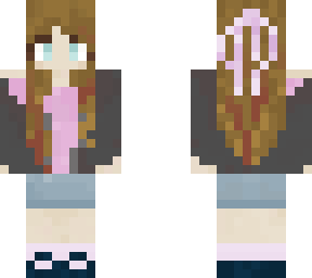 Brunette Girl with Pink Highlights | Minecraft Skin