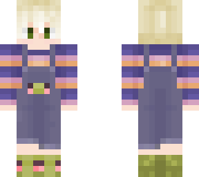 Striped Sweater & Frog Overalls | Minecraft Skin