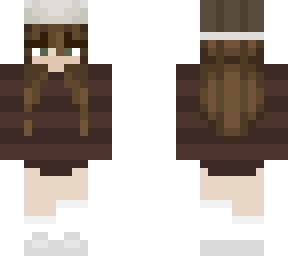 Pilot hat ushanka brown hair girl | Minecraft Skin
