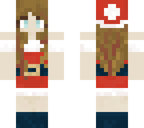 Christmas Brunette Girl with Pink Highlights | Minecraft Skin