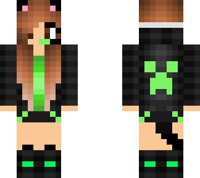 cat creeper girl with mic, headphone | Minecraft Skin