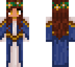 Blue Medieval Dress Flower Crown Girl | Minecraft Skin