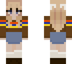 blonde girl brown stripe sweater | Minecraft Skin