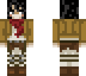 Black Haired Girl w/ red scarf | Minecraft Skin