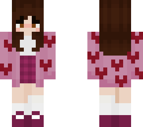 pink heart cardigan girl (edit) | Minecraft Skin