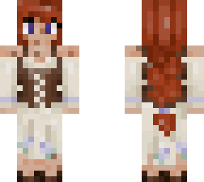Ginger Braid With Flower Corset Dress | Minecraft Skin