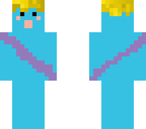 blue guy with purple sash, blonde fluffy hair | Minecraft Skin